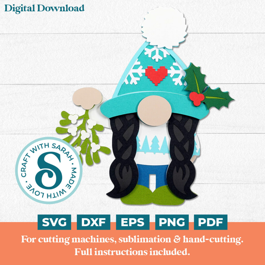 Mistletoe Gnome SVG - Female - Craft with Sarah