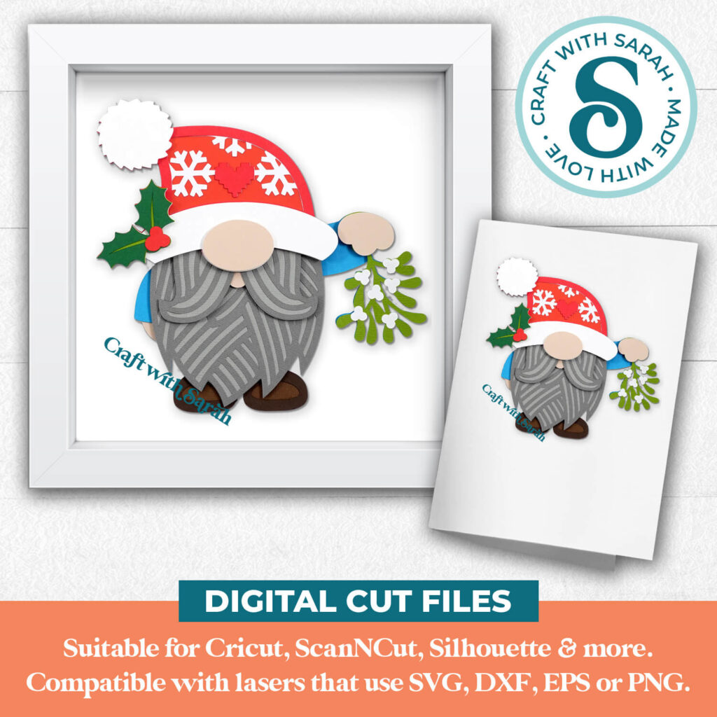 Mistletoe Gnome SVG - Male - Craft with Sarah