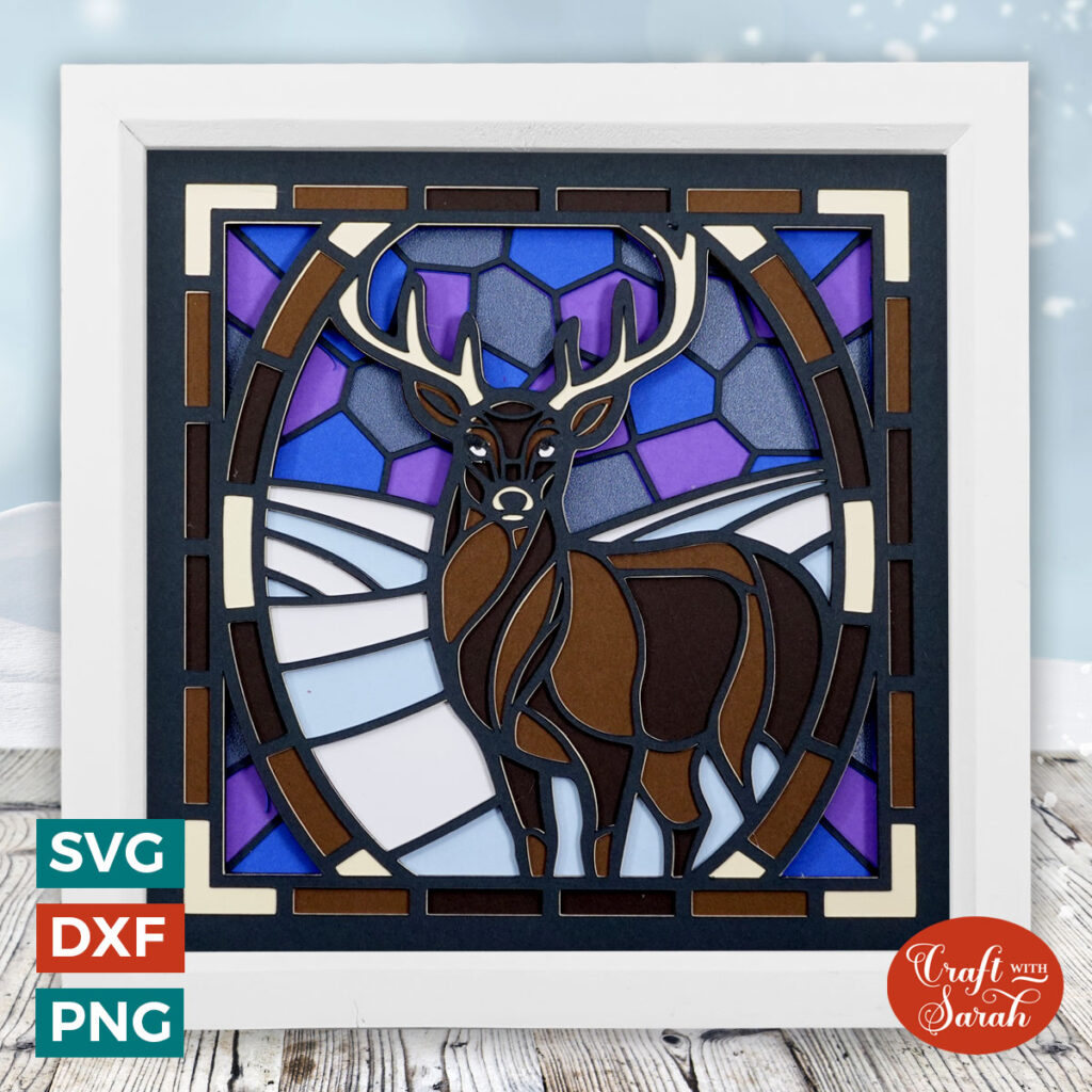 Reindeer Stained Glass Shadow Box - Craft with Sarah