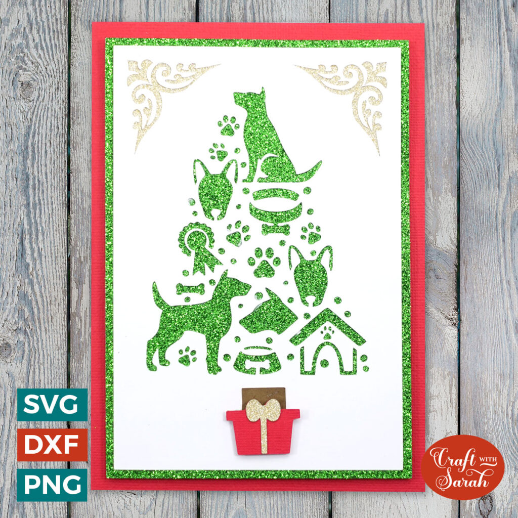 Dogs Christmas Tree Card - Craft with Sarah