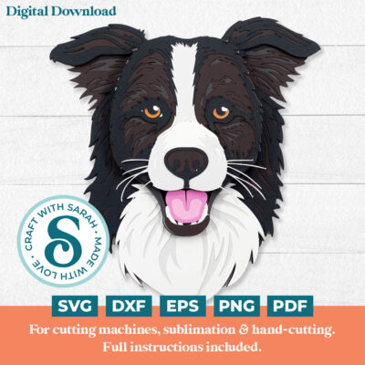 Collie Portrait SVG - Craft with Sarah