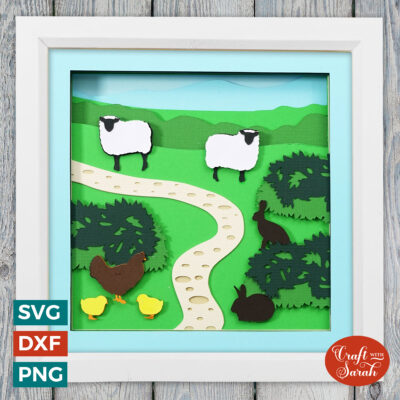 Spring Animals in Meadow Shadow Box - Craft with Sarah