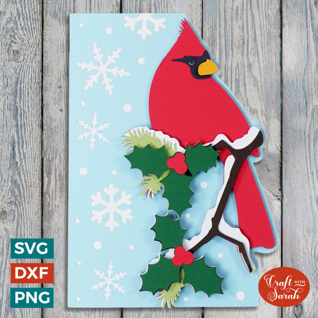 Christmas Cardinal Side Edge Card - Craft with Sarah