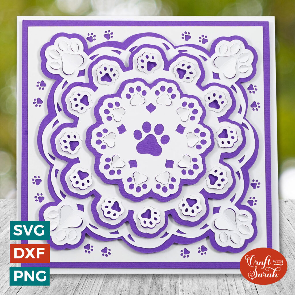 Paw Prints Mandala Bend Out Card - Craft with Sarah