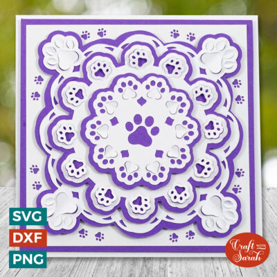 Paw Prints Mandala Bend Out Card - Craft with Sarah