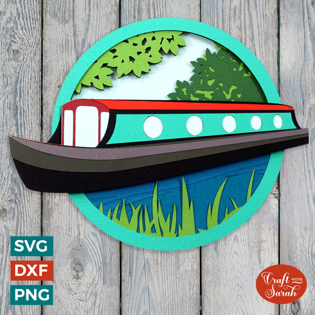 Narrowboat on Canal SVG - Craft with Sarah