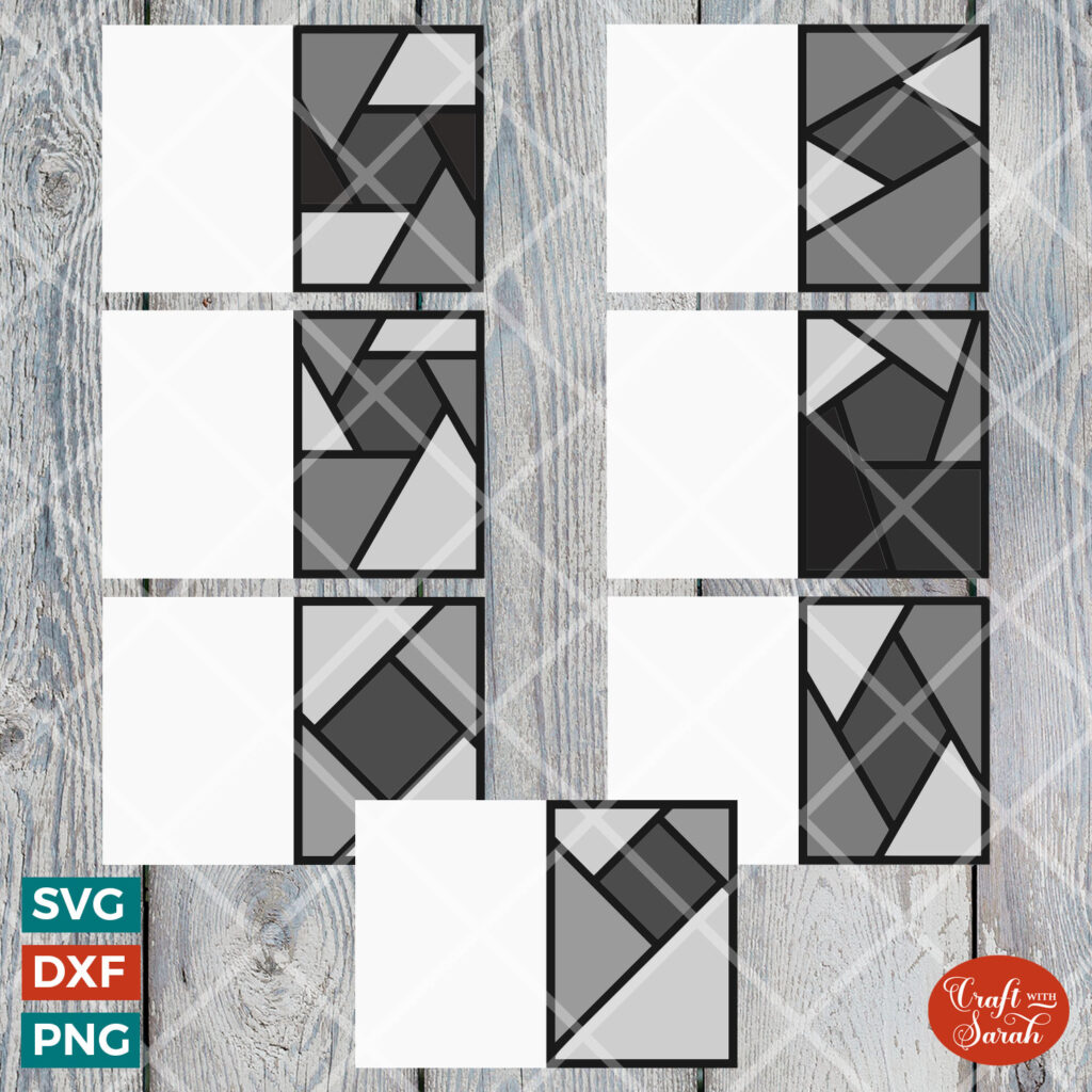 Fractured Card Templates - 7 Designs - Craft with Sarah