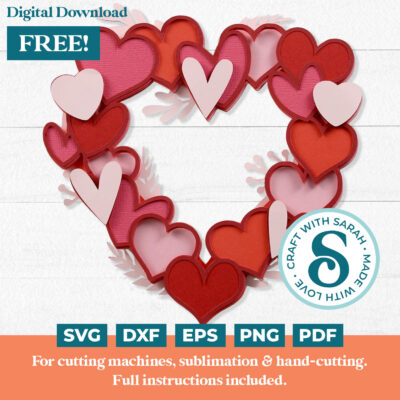 Valentine's Heart Wreath SVG - Craft with Sarah
