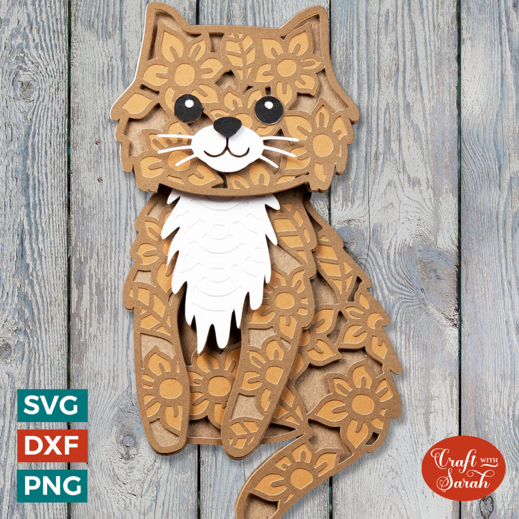 Fluffy Cat Sitting SVG - Craft with Sarah