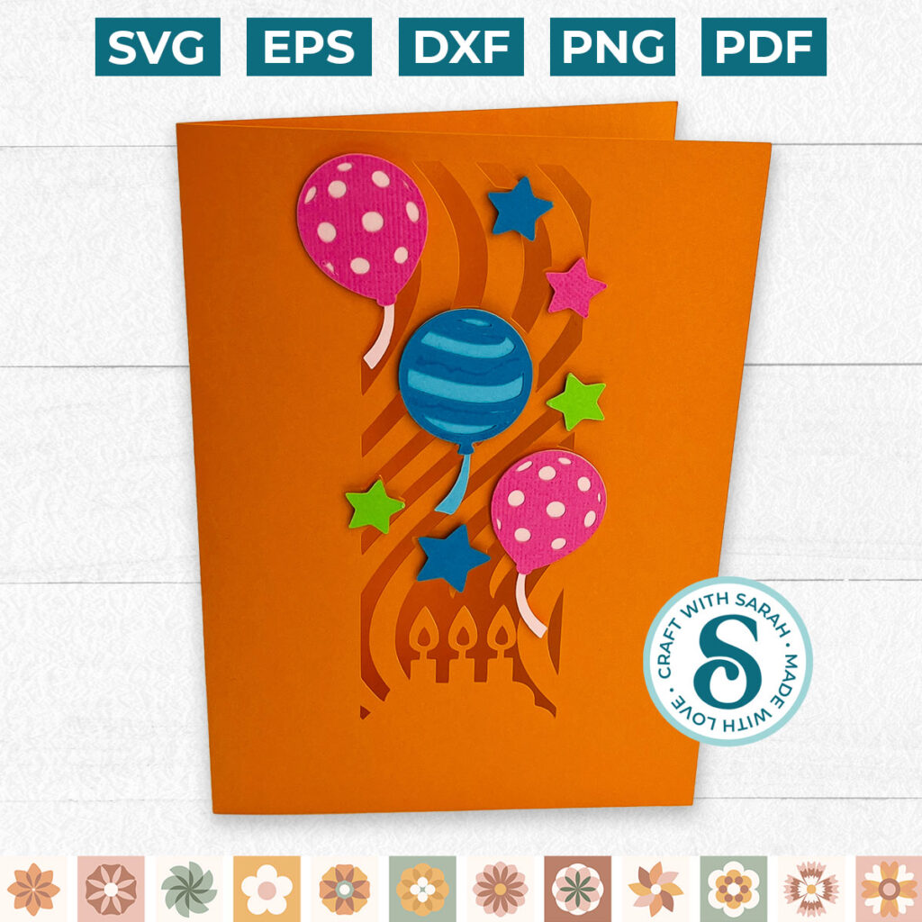 Birthday Balloons Cutout Pattern Card - Craft with Sarah