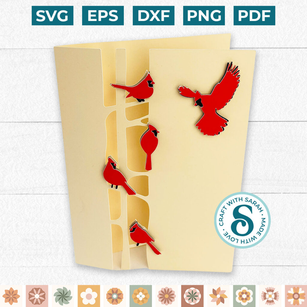 Cardinals Cutout Pattern Card - Craft with Sarah