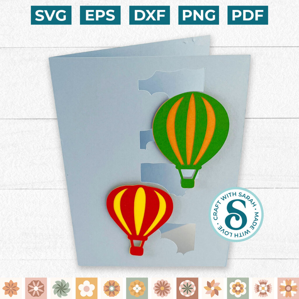 Hot Air Balloons Cutout Pattern Card - Craft with Sarah