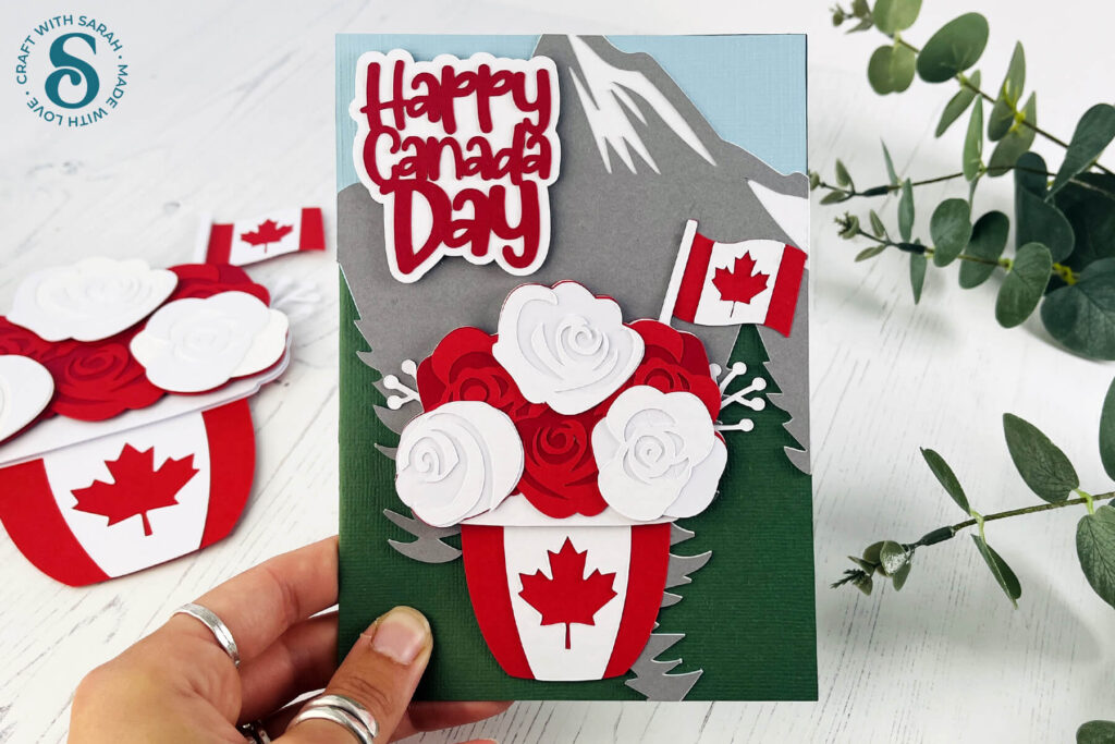 Canada Day Crafts 🌹 Free Canadian Flower Pot SVG - Craft with Sarah