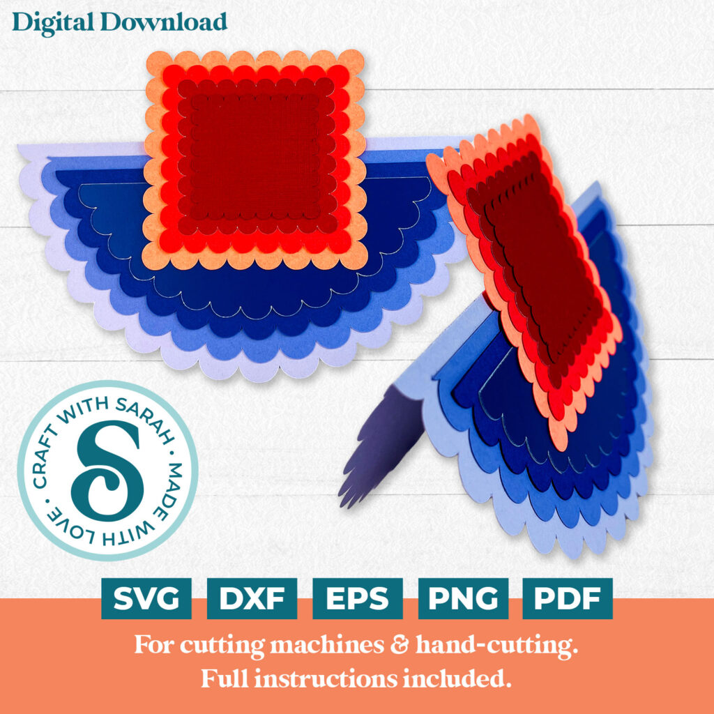 Rocker Card Template (Square with Scallop Edges) - Craft with Sarah