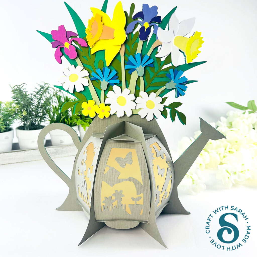 Spring Flowers Watering Can Lantern - Craft with Sarah
