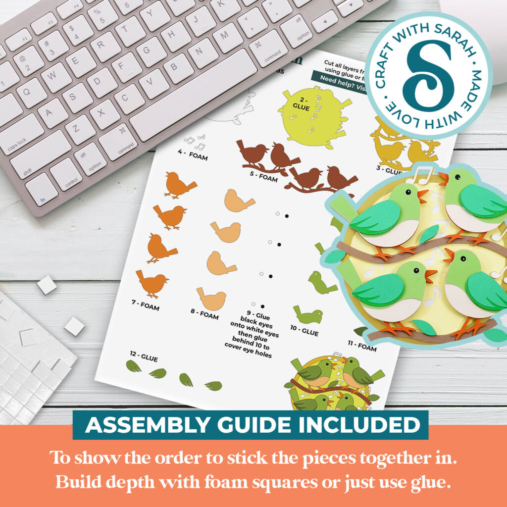 Four Calling Birds SVG (12 Days of Christmas) - Craft with Sarah