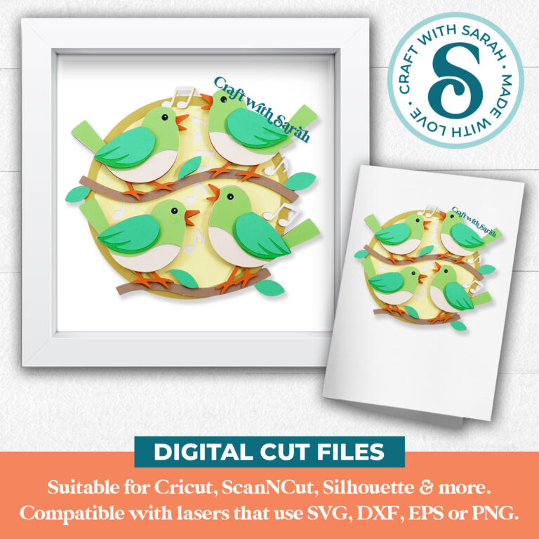 Four Calling Birds SVG (12 Days of Christmas) - Craft with Sarah