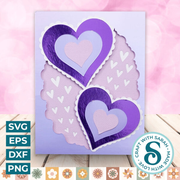 Frilly Hearts A2 Card - Craft with Sarah