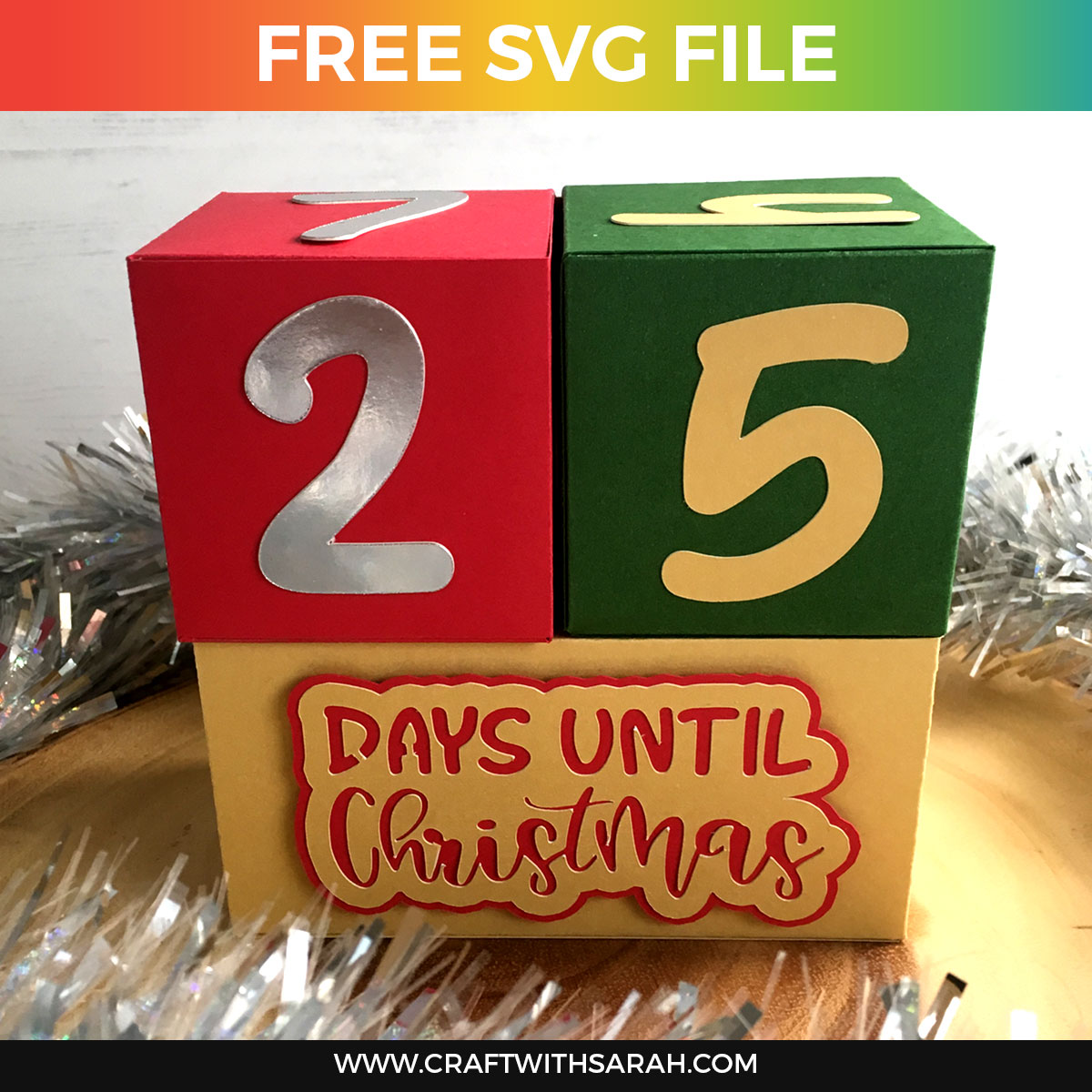 Christmas Countdown Cubes Free SVG | Craft With Sarah