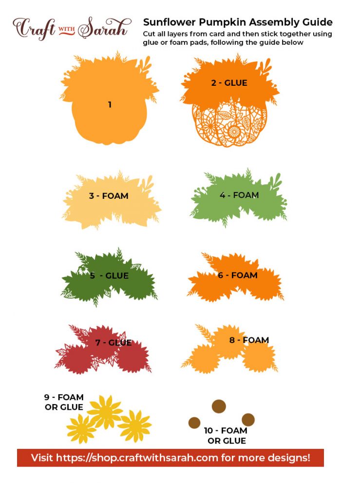 Free Pumpkin & Sunflowers Layered SVG - Craft with Sarah