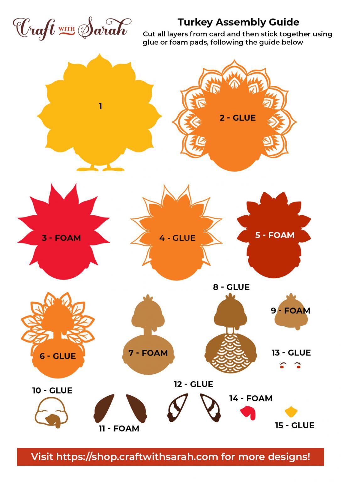 Free Layered Turkey SVG for an Easy Thanksgiving Craft with Paper ...