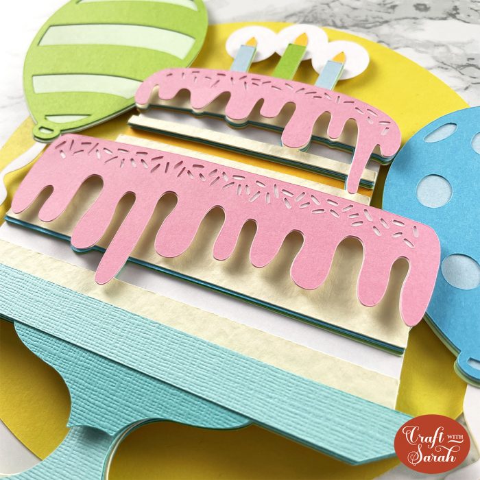 Free 3D Birthday Cake SVG 🎂 Layered Birthday Card SVG - Craft with Sarah