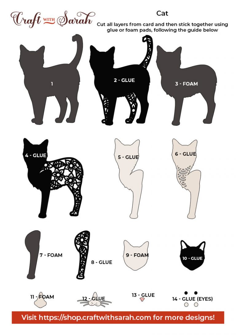Free Cat Layered SVG | Make a Papercraft of your Cat! - Craft with Sarah