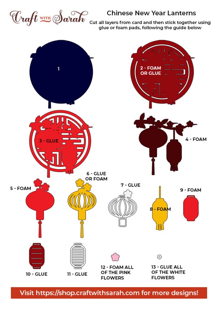 Free Chinese Lanterns SVG ️ Chinese New Year Craft Idea - Craft with Sarah