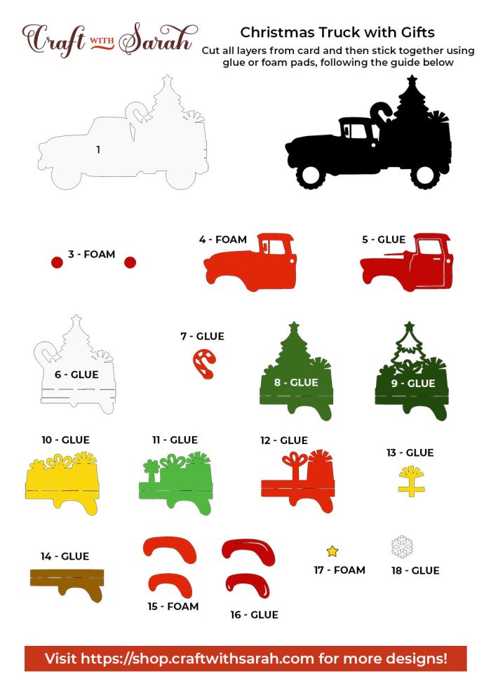 Festive Christmas Truck with Tree & Gifts - Craft with Sarah
