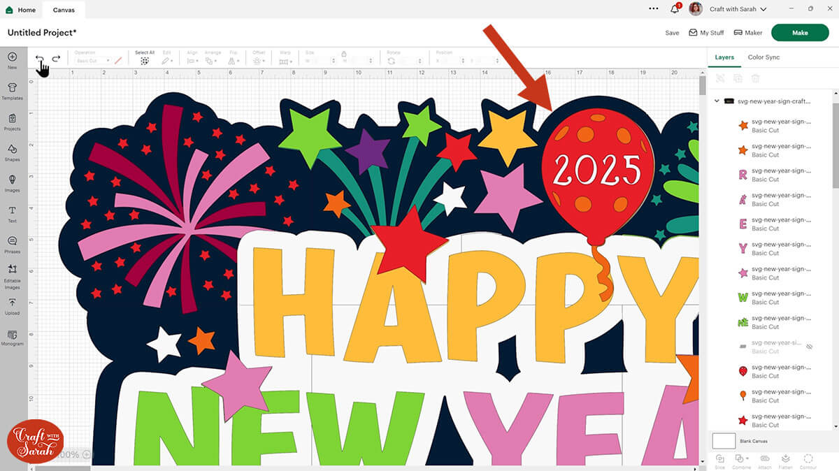 GIANT Happy New Year Sign 🍾 Free SVG for 2025 - Craft with Sarah