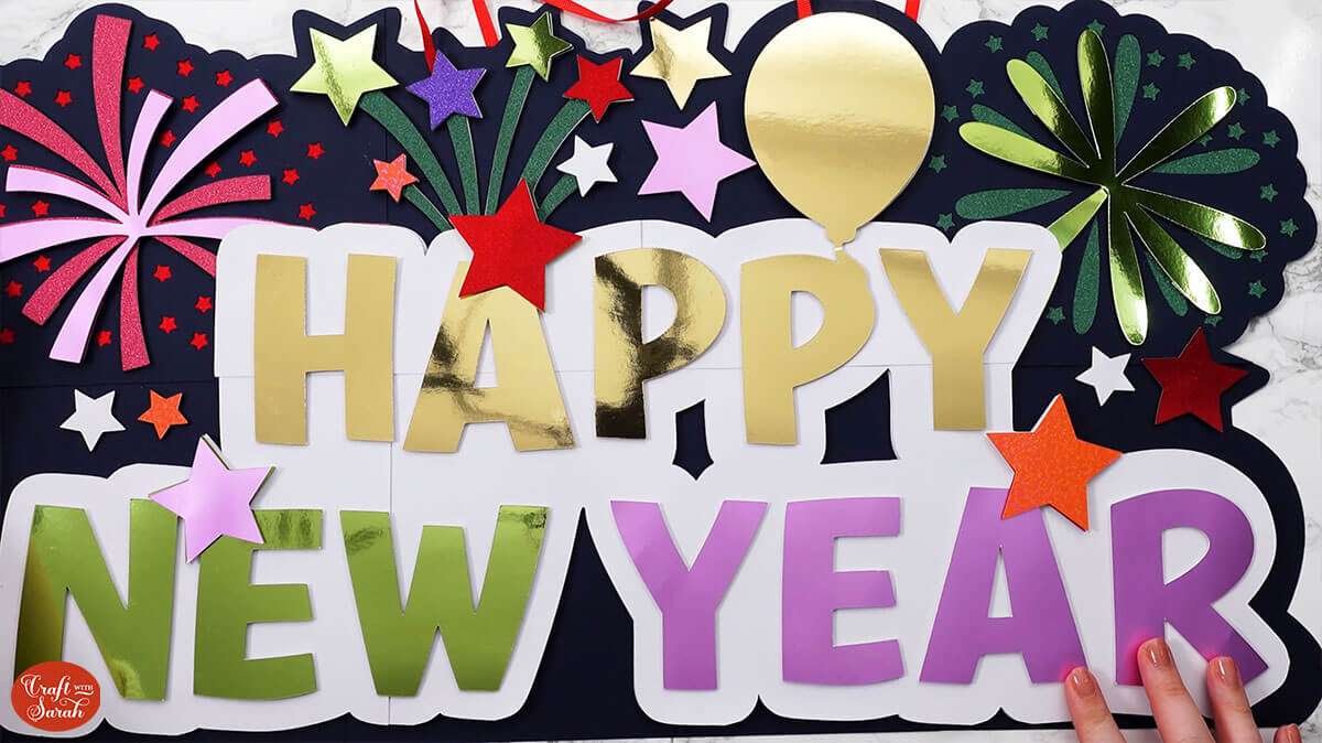 GIANT Happy New Year Sign 🍾 Free SVG for 2025 - Craft with Sarah