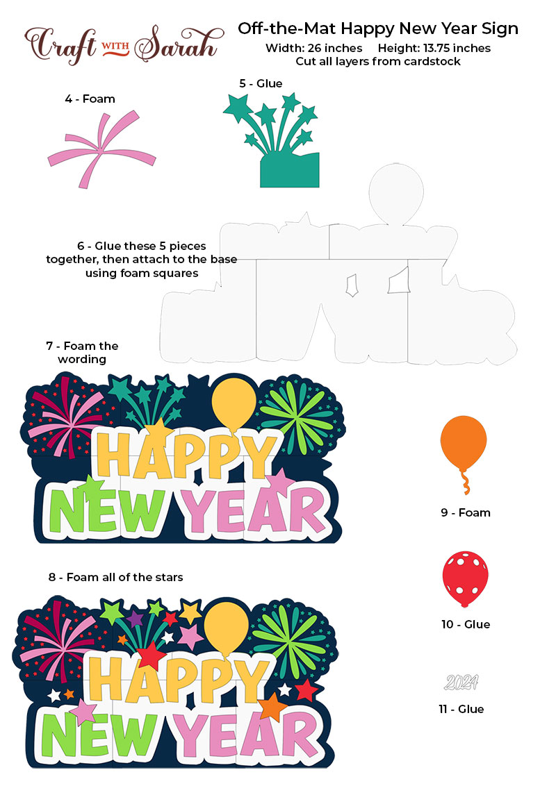 GIANT Happy New Year Sign 🍾 Free SVG for 2025 - Craft with Sarah