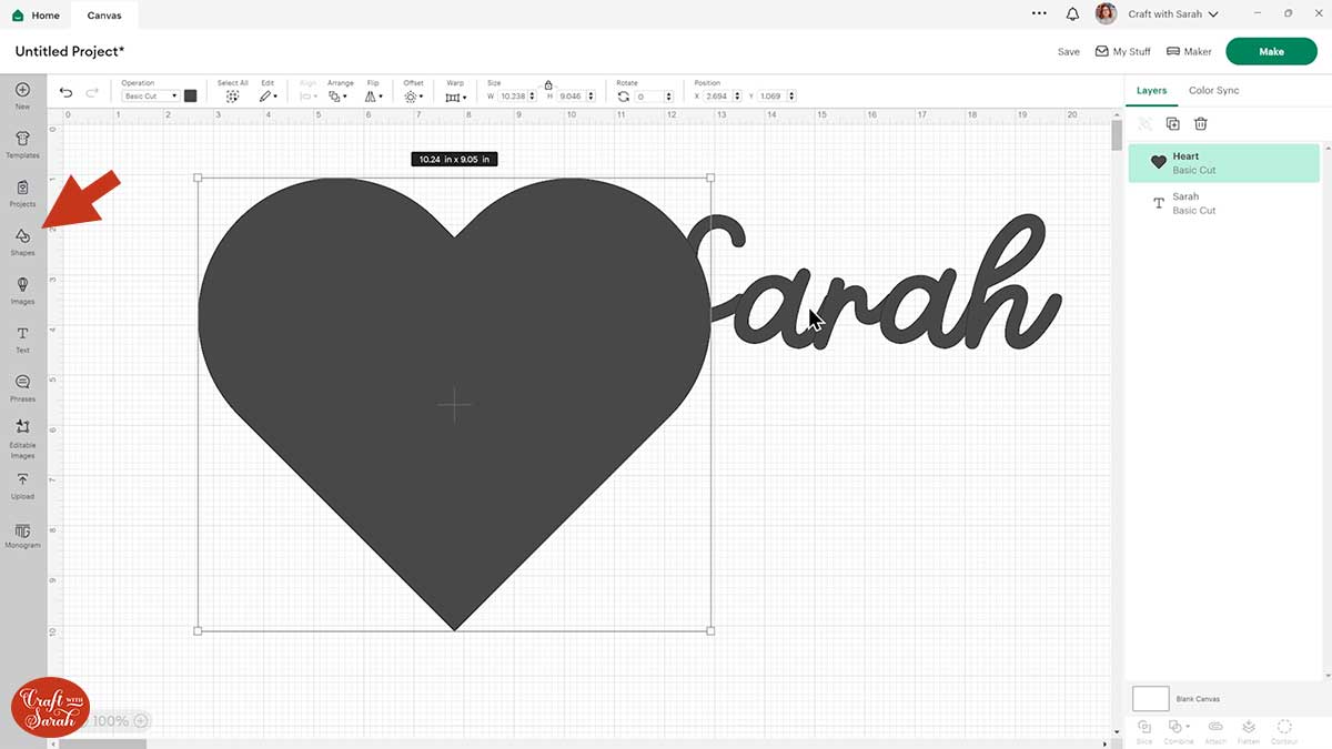 How to Put Text Inside a Shape in Cricut Design Space - Craft with Sarah