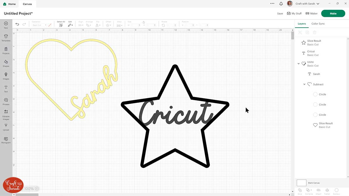 How to Put Text Inside a Shape in Cricut Design Space - Craft with Sarah
