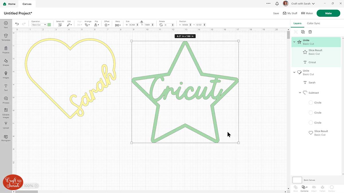 How to Put Text Inside a Shape in Cricut Design Space - Craft with Sarah