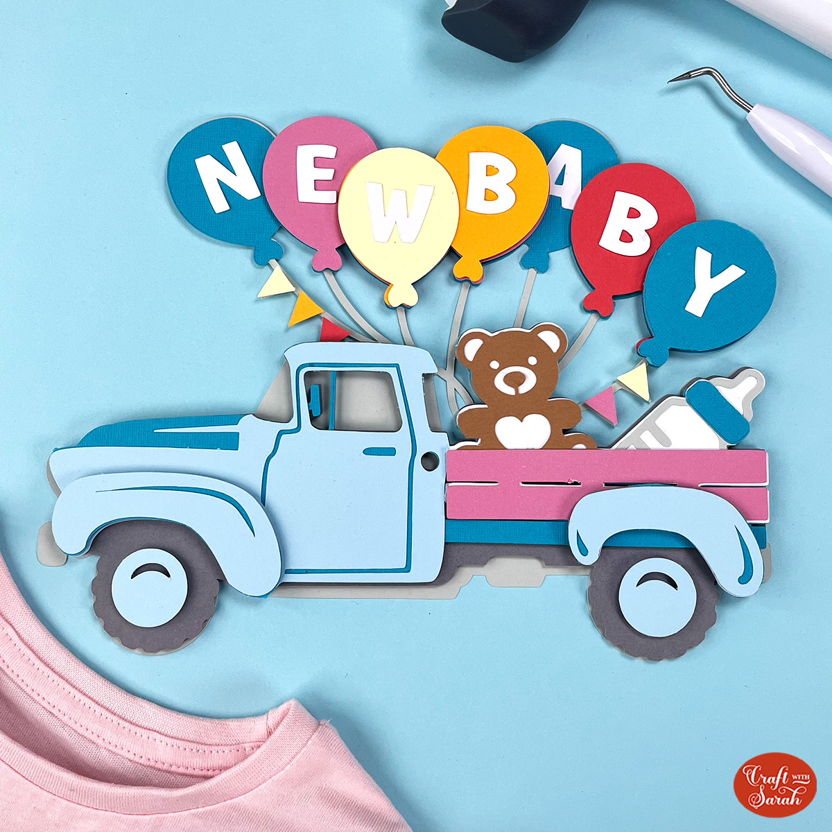 New Baby Truck Free SVG 👶 Easy Cricut Baby Project - Craft with Sarah