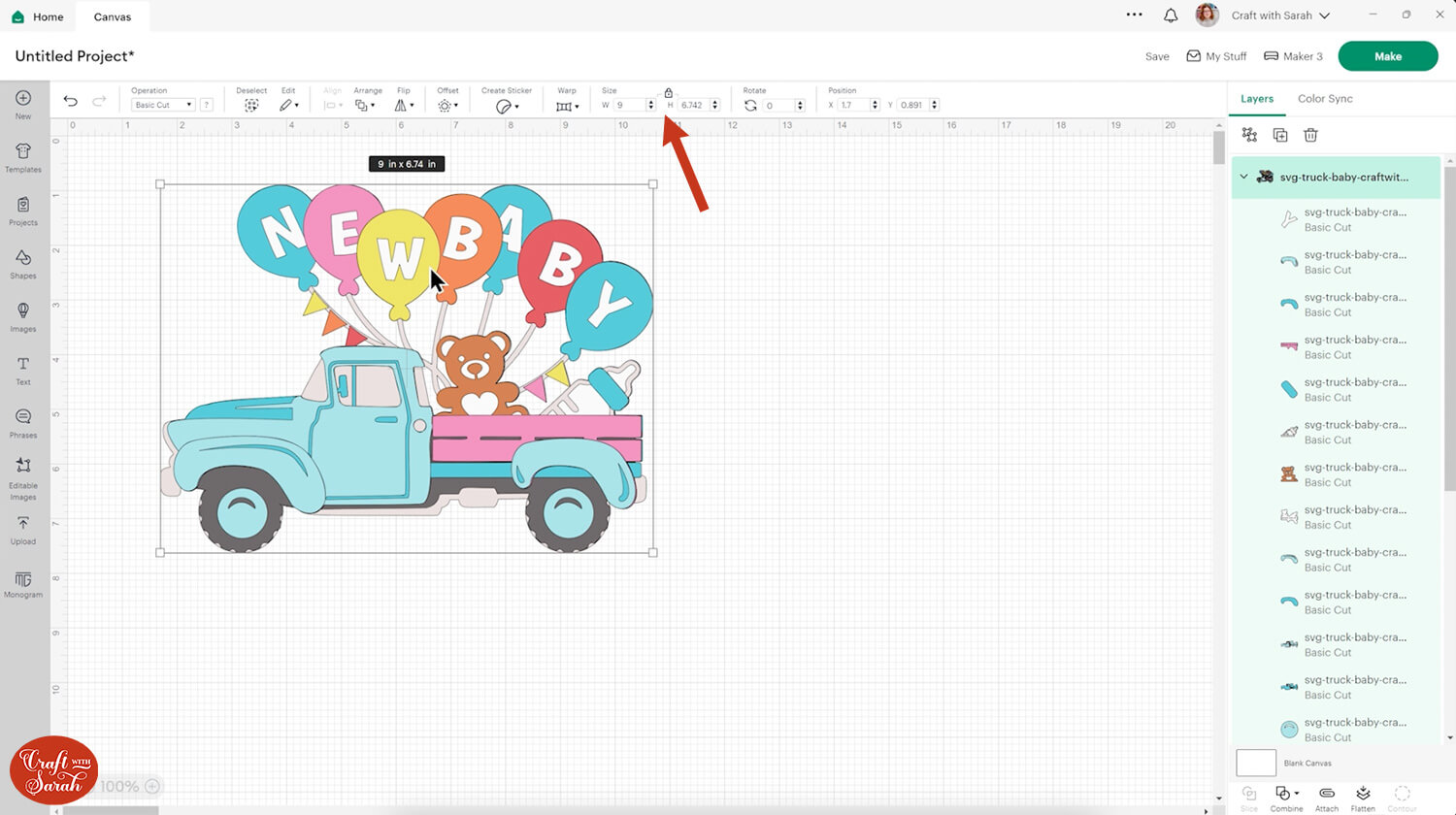 New Baby Truck Free SVG 👶 Easy Cricut Baby Project - Craft with Sarah