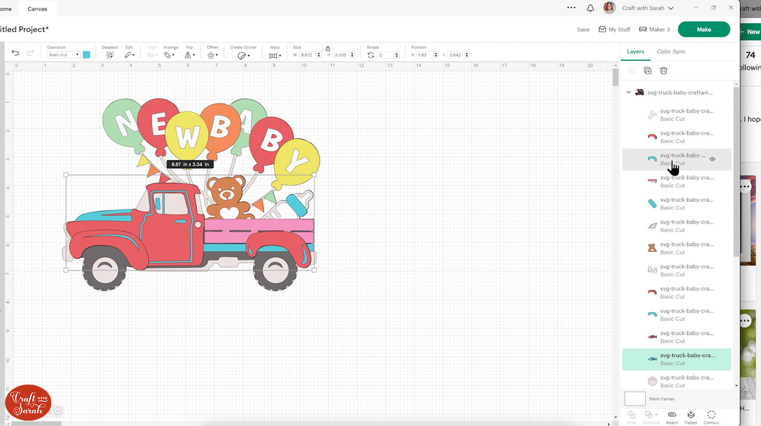 New Baby Truck Free SVG 👶 Easy Cricut Baby Project - Craft with Sarah