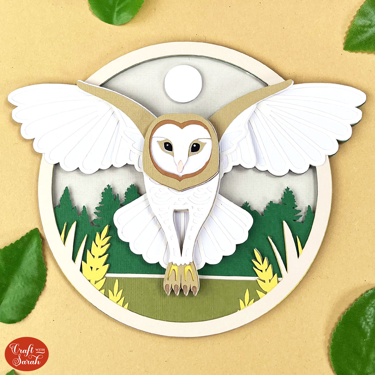 Barn Owl in Flight 🦉 Beautiful Free Owl SVG - Craft with Sarah