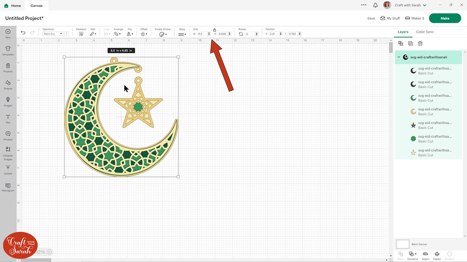 Hanging Moon & Star Decoration 🌙 Layered Eid SVG - Craft with Sarah
