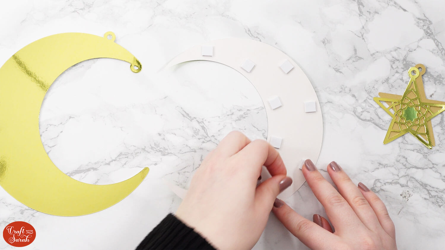 Hanging Moon & Star Decoration 🌙 Layered Eid SVG - Craft with Sarah