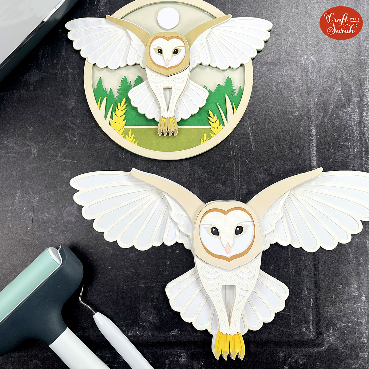 Barn Owl in Flight 🦉 Beautiful Free Owl SVG - Craft with Sarah