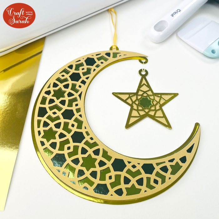Hanging Moon & Star Decoration 🌙 Layered Eid SVG - Craft with Sarah