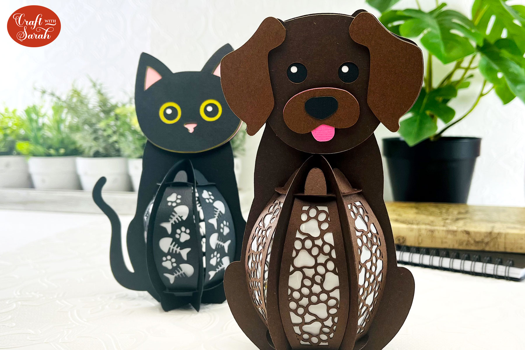 FREE Lantern SVGs 🐶🐱 Dog & Cat Slot-Together Lanterns - Craft with Sarah