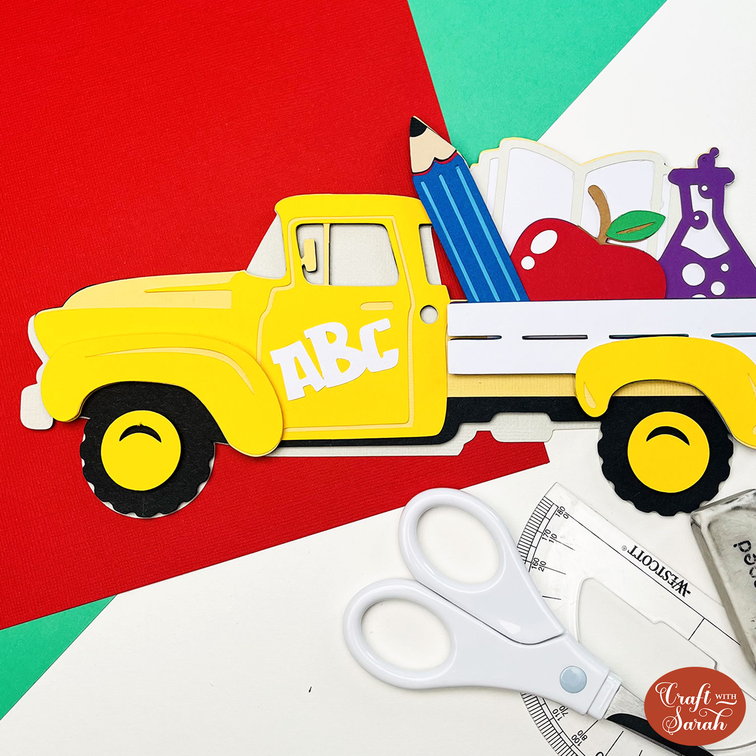 School Truck Free SVG 🍎 Back to School Cricut Project - Craft with Sarah