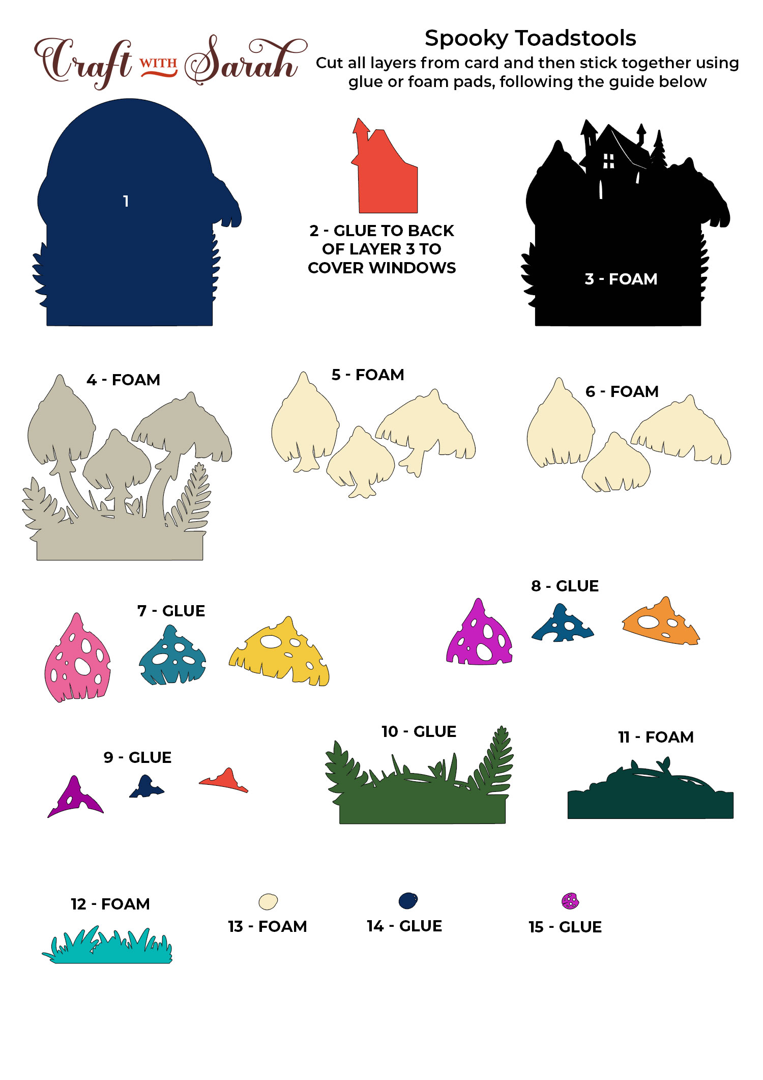 HCC 2024 Day 13: Spooky Toadstools Layered Design - Craft with Sarah