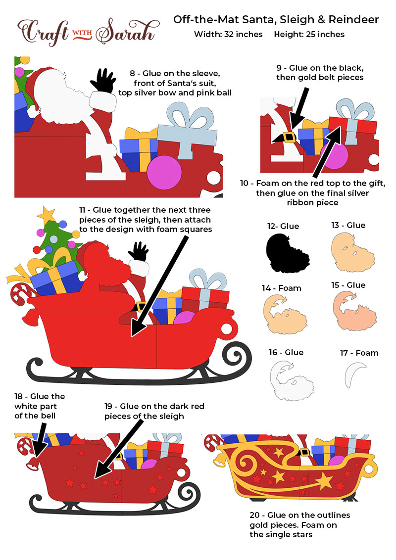 CCC 2024 Day 20: Giant Off-the-Mat Santa, Sleigh & Reindeer - Craft ...